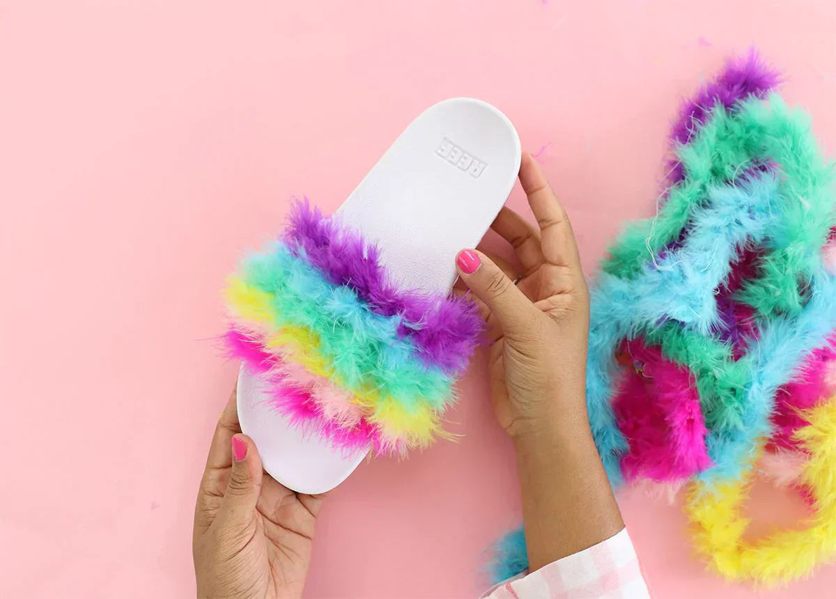 DIY Fuzzy Slippers with Fabric Glue – Aleene's