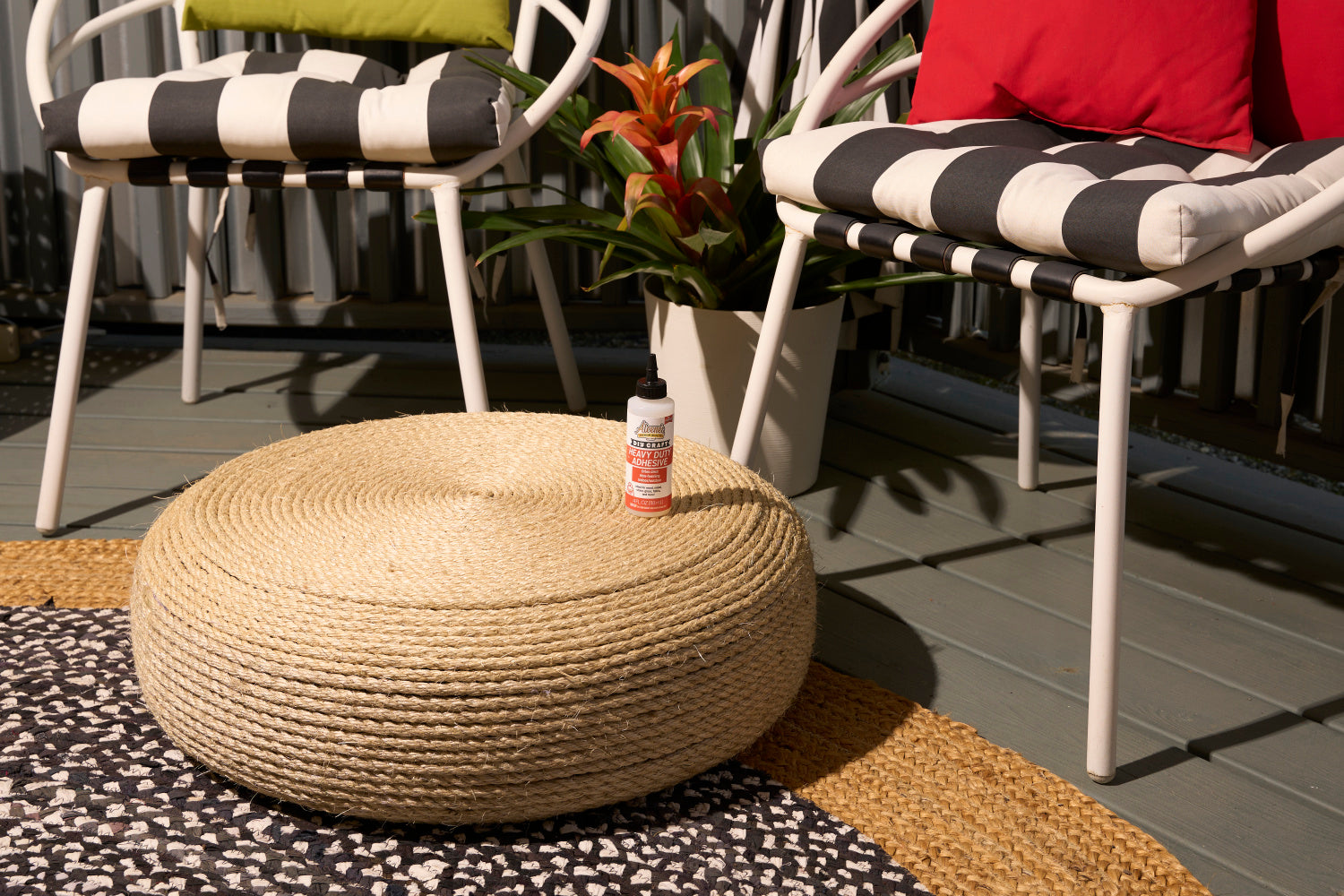 DIY Jute Rope Ottoman Tutorial with Heavy-Duty Adhesive – Aleene's